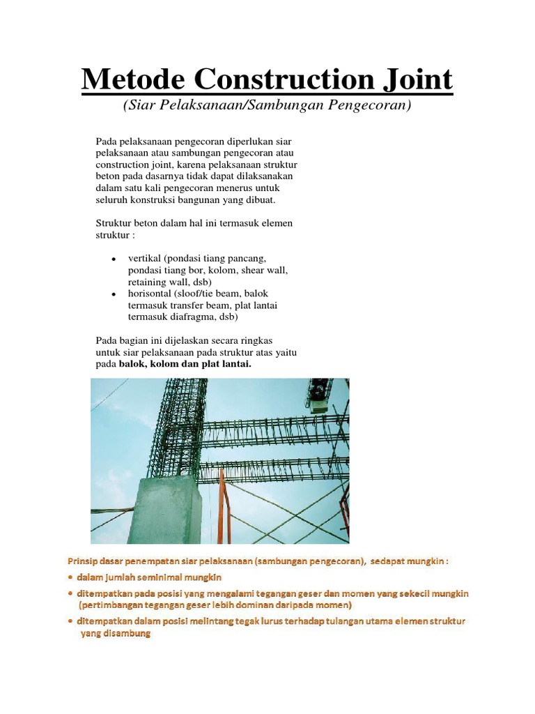 Metode Sambungan Pengecoran Beton | PDF