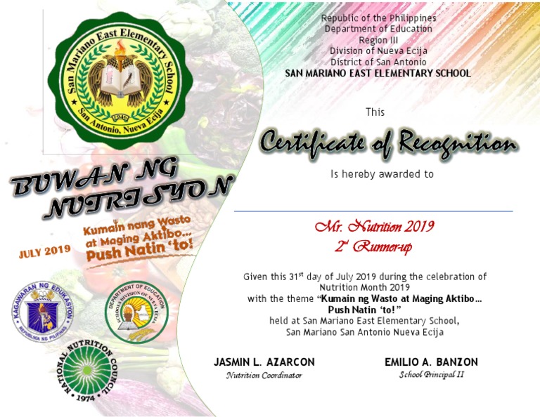 Certificate Nutrition Month | PDF