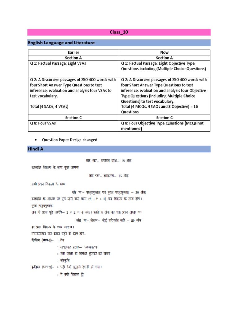 Class - 10 English Language and Literature: Earlier Now Section A ...