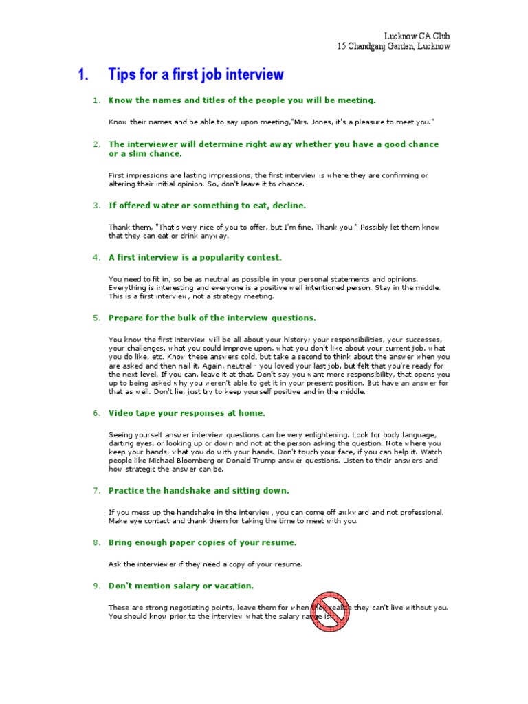 Tips For Job Interview | PDF | Job Interview | Question