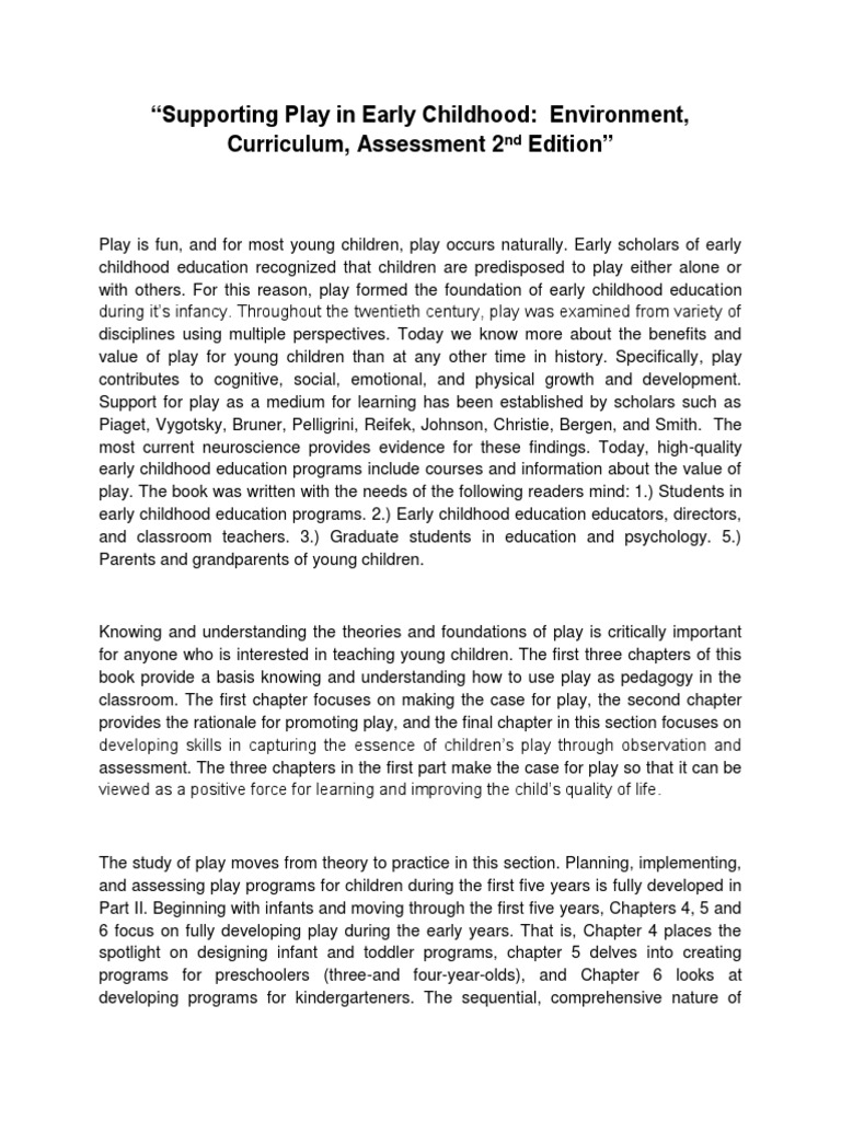 Supporting Play in Early Childhood Education | PDF | Early Childhood ...