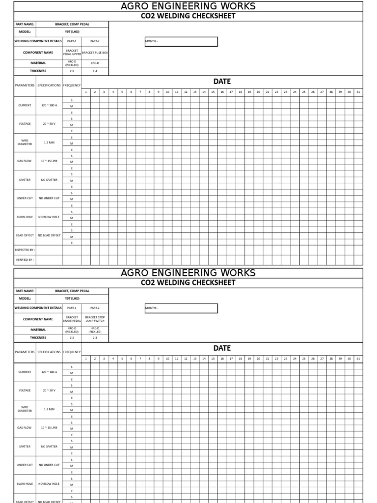 Mig Welding Check Sheet | PDF | Welding | Construction