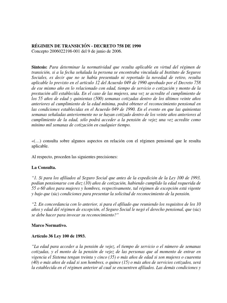 Concepto Acurdo 0490 de 1990 PDF | PDF | Pensión | Salario