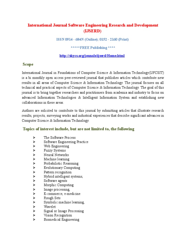 International Journal Software Engineering Research and Development ...