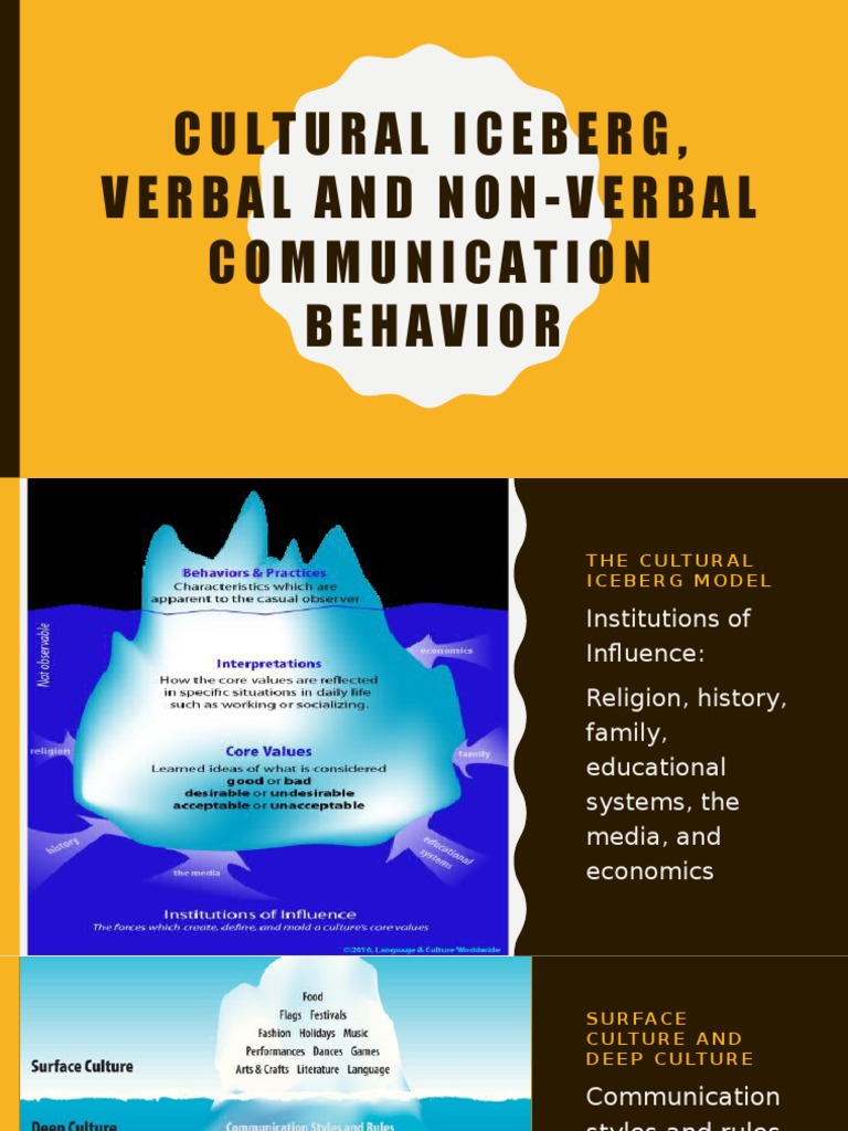 Cultural Iceberg, Verbal and Non-Verbal Communication Behavior | PDF ...