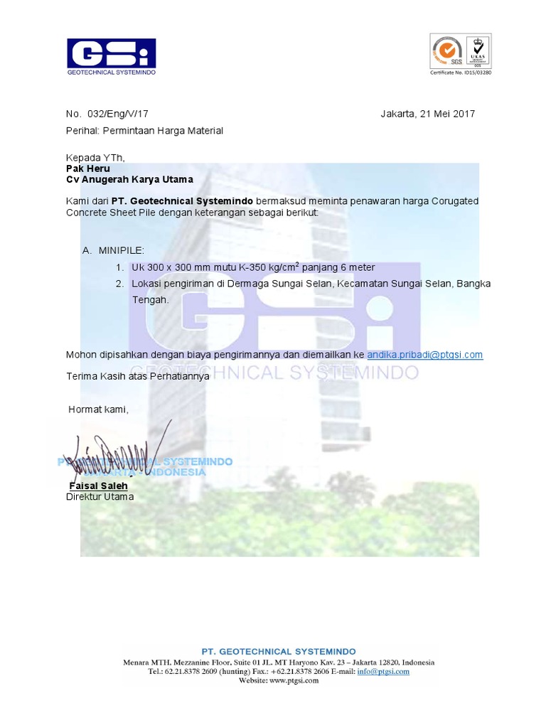 CV. Anugrah Karya Utama PDF | PDF