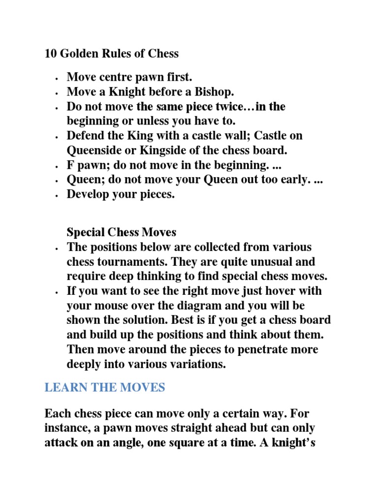 Chess Tips and Moves | PDF | Chess | Competitive Games