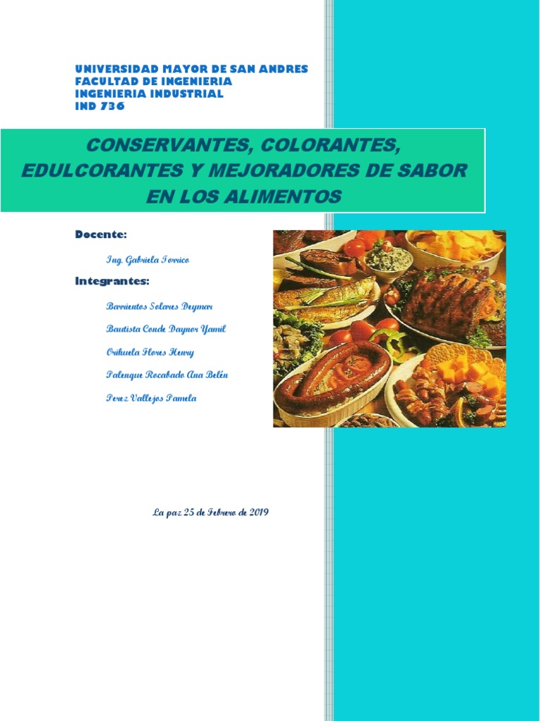 Conservantes Colorantes Edulcorantes Y Mejoradores De Sabor En Los