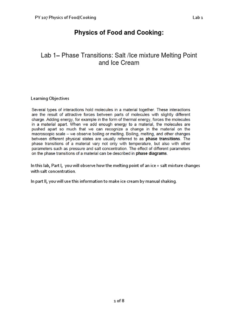 Freezing Point Depression in Ice Cream Lab | PDF | Ice | Melting Point