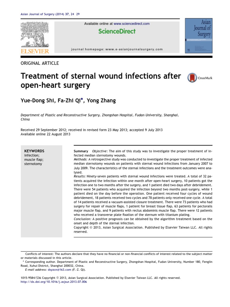 Treatment of Sternal Wound Infections After Open-Heart Surgery | PDF ...
