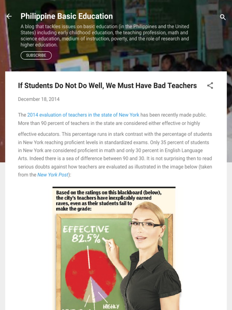 If Students Do Not Do Well, We Must Have Bad Teachers | PDF ...