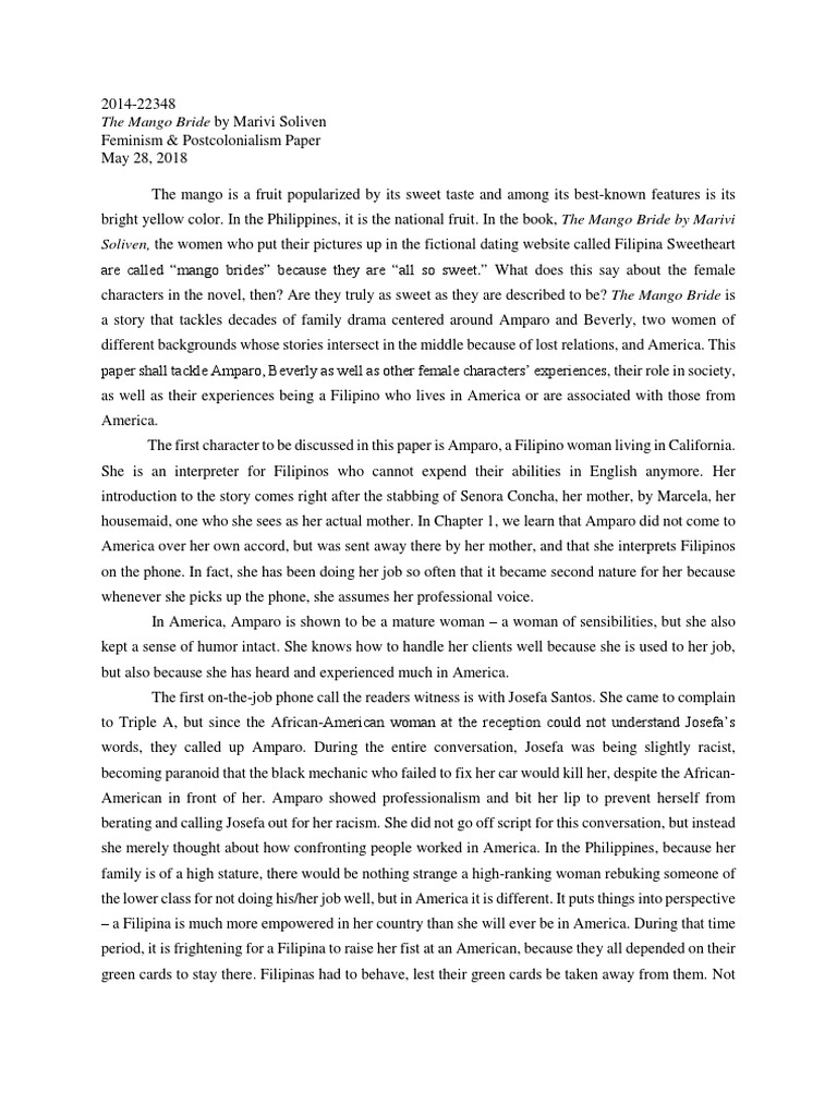 The Mango Bride - Feminist Analysis | PDF | Philippines | Marriage