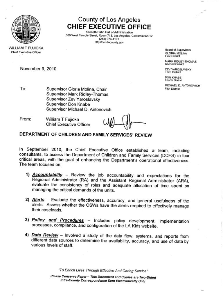 LA County DCFS Review Report 2010 | PDF | Child Protective Services ...