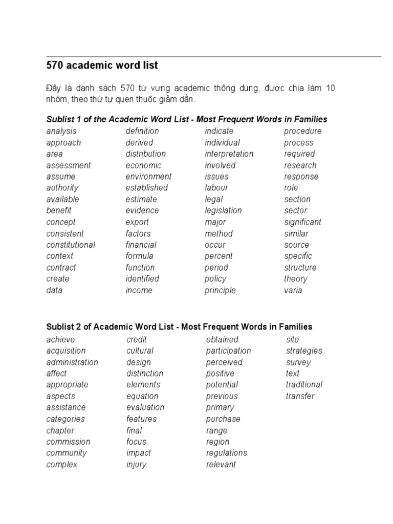 570 Academic Word List | PDF | Immigration | Crime & Violence