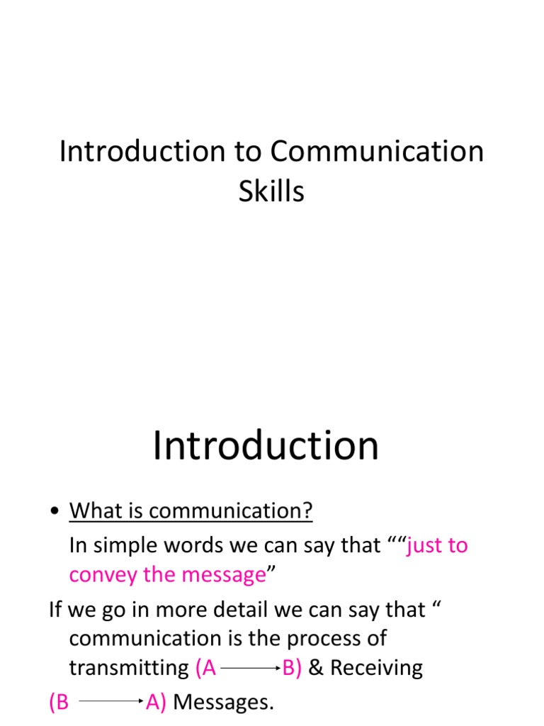 Introduction to Communication Skills | PDF | Nonverbal Communication ...