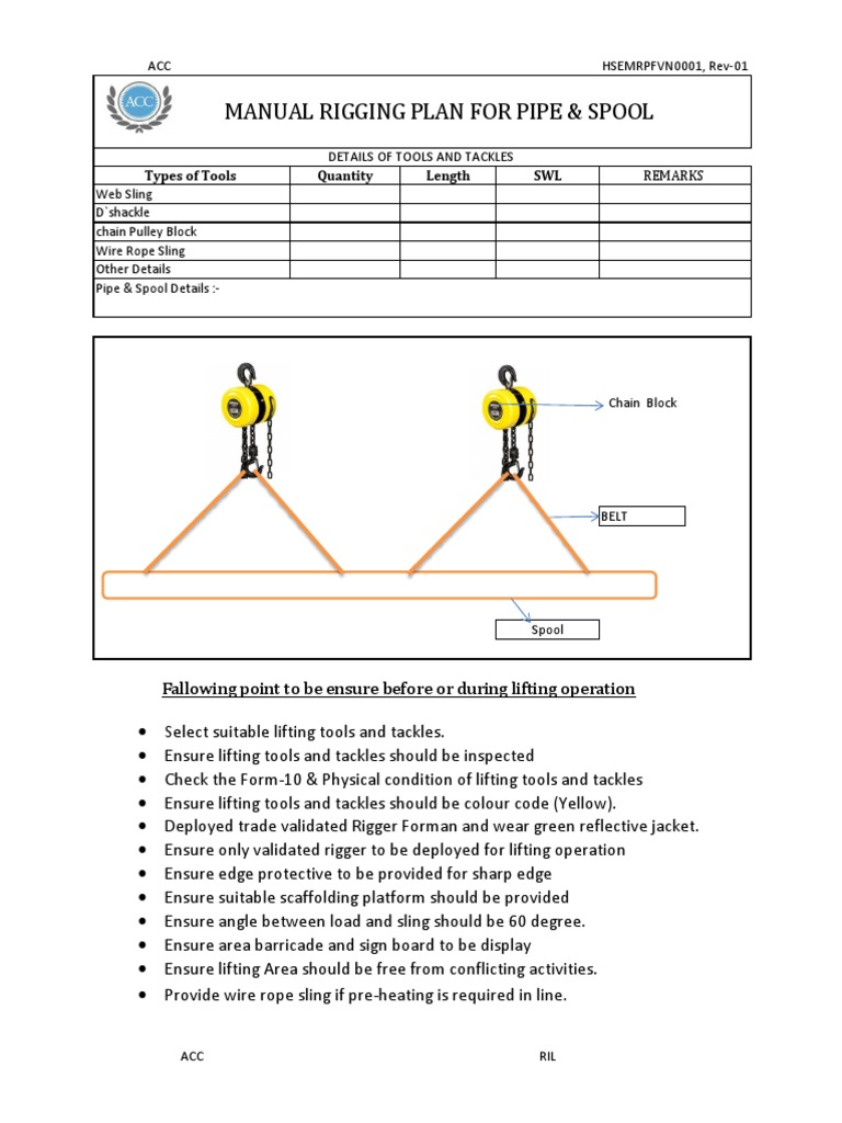 Manual Rigging Plan of Pipe Spool and Valve & NRV OF Ms Ambuj ...