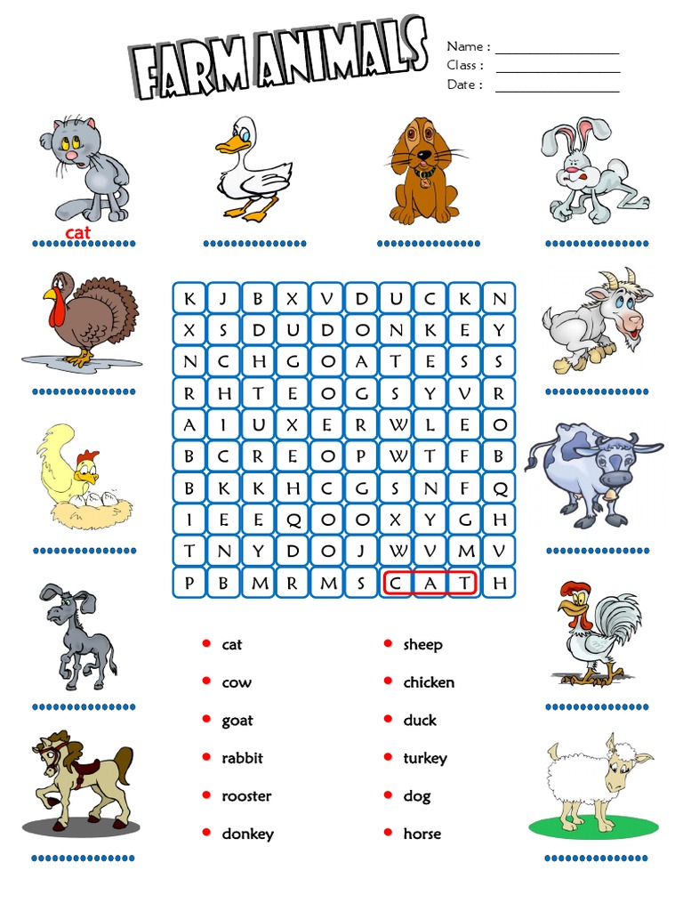 Animal Word Scramble - Identifying Farm Animals in a Jumbled Word ...