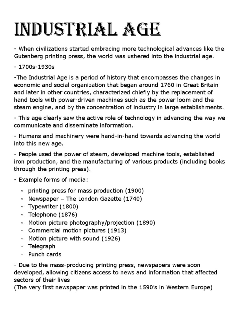 Industrial Age of Media | PDF | Radio | Printing Press