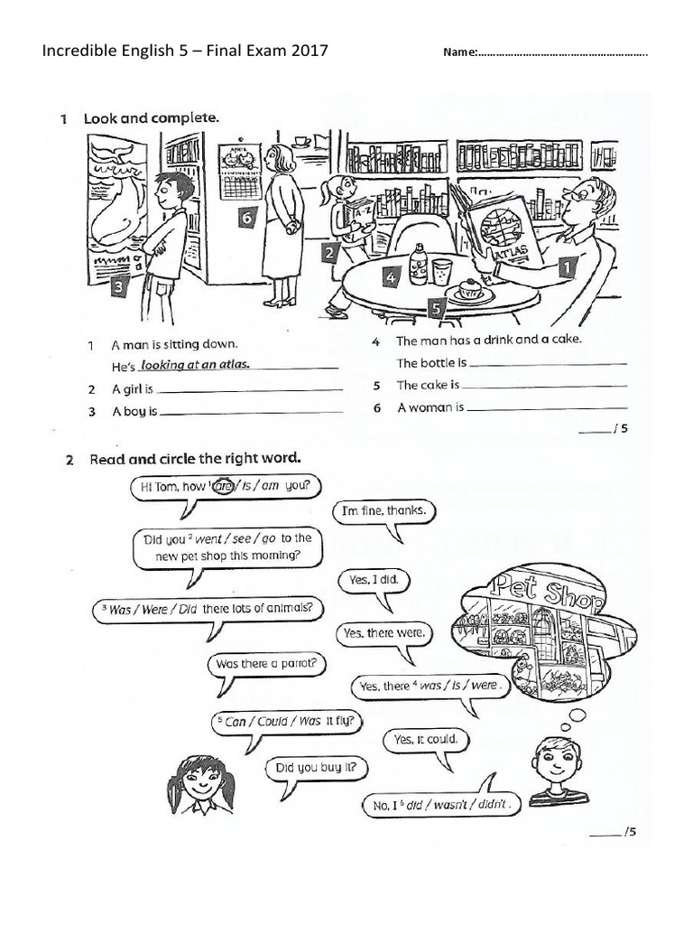 Incredible English 5 Final Exam | PDF | Games & Activities