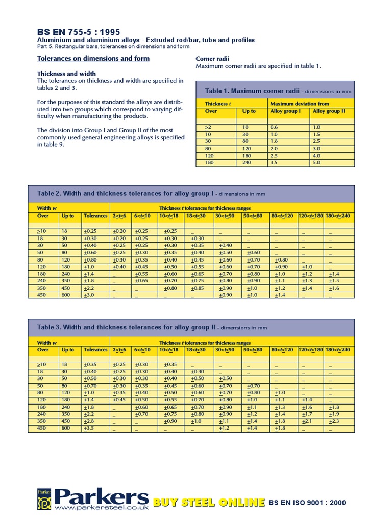 EN 755-5-1995 | Engineering Tolerance | Pipe (Fluid Conveyance)
