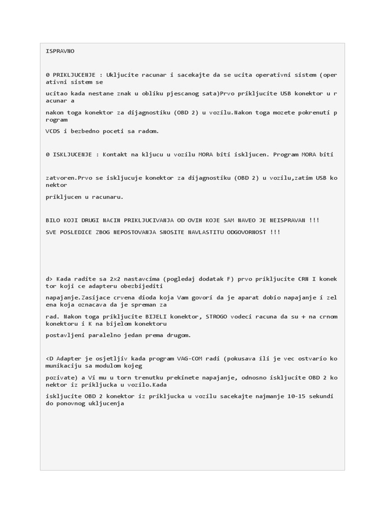 Uputstvo Vag Kom | PDF