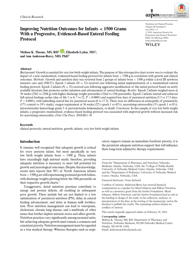 Improving Nutrition Outcomes For Infants With A Progressive, Evidenced ...