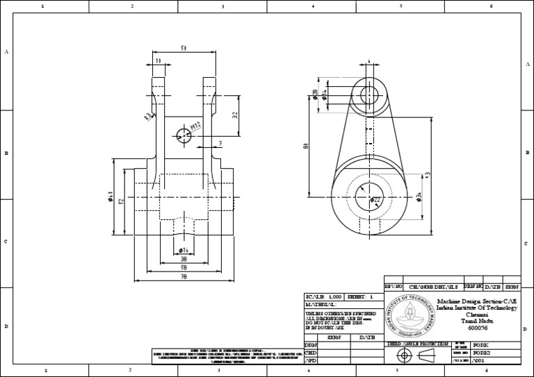 Fork Design Drawing - IIT Chennai | PDF
