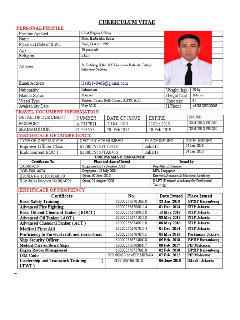 A Well-Rounded Maritime Professional: The Curriculum Vitae of Chief ...