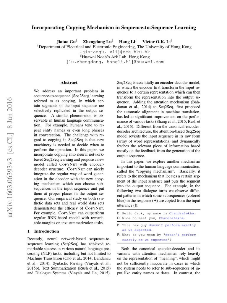 Copy Mechanism | PDF | Cybernetics | Cognition