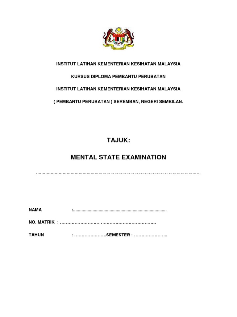 Mental State Examination | PDF | Karier & Perkembangan | Pengembangan Diri