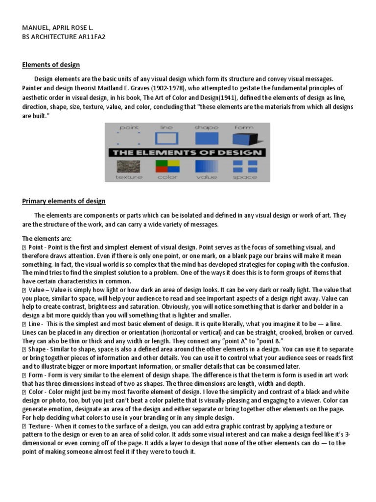 Elements of Design: Manuel, April Rose L. Bs Architecture Ar11Fa2 | PDF ...