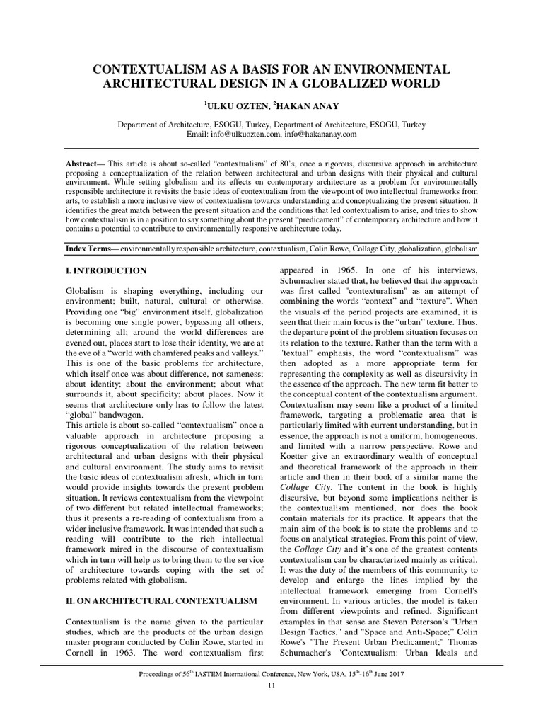 Contextualism for Environmentally Responsive Architecture | PDF ...