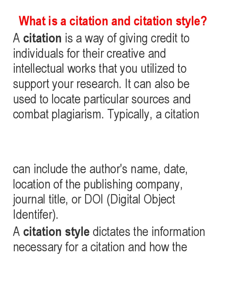 What Is A Citation and Citation Style? | Download Free PDF | Citation ...