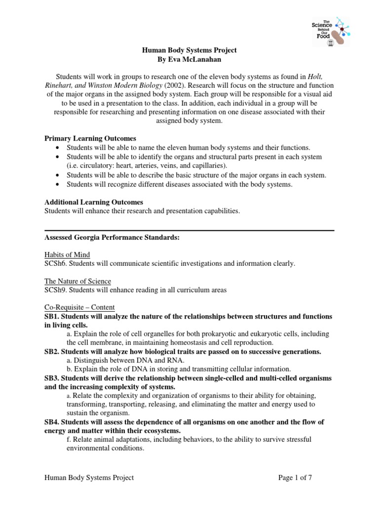 Human Body Systems Research Project | PDF | Human Body | Anatomy