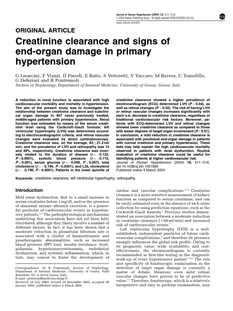 Creatinine Clearance | PDF | Renal Function | Creatinine