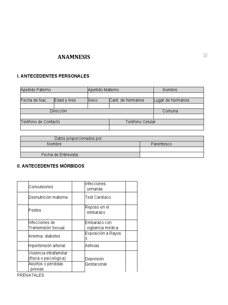 Anamnesis PDF | PDF | Parto | El embarazo
