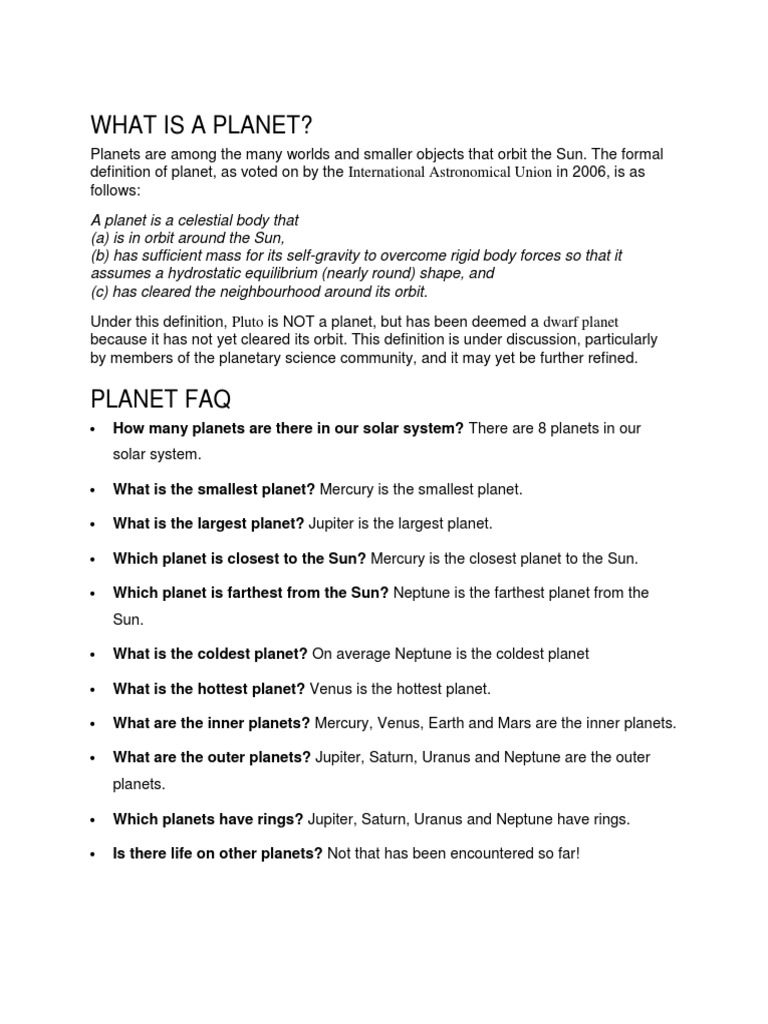 Understanding Planets in Our Solar System | PDF | Science & Mathematics ...