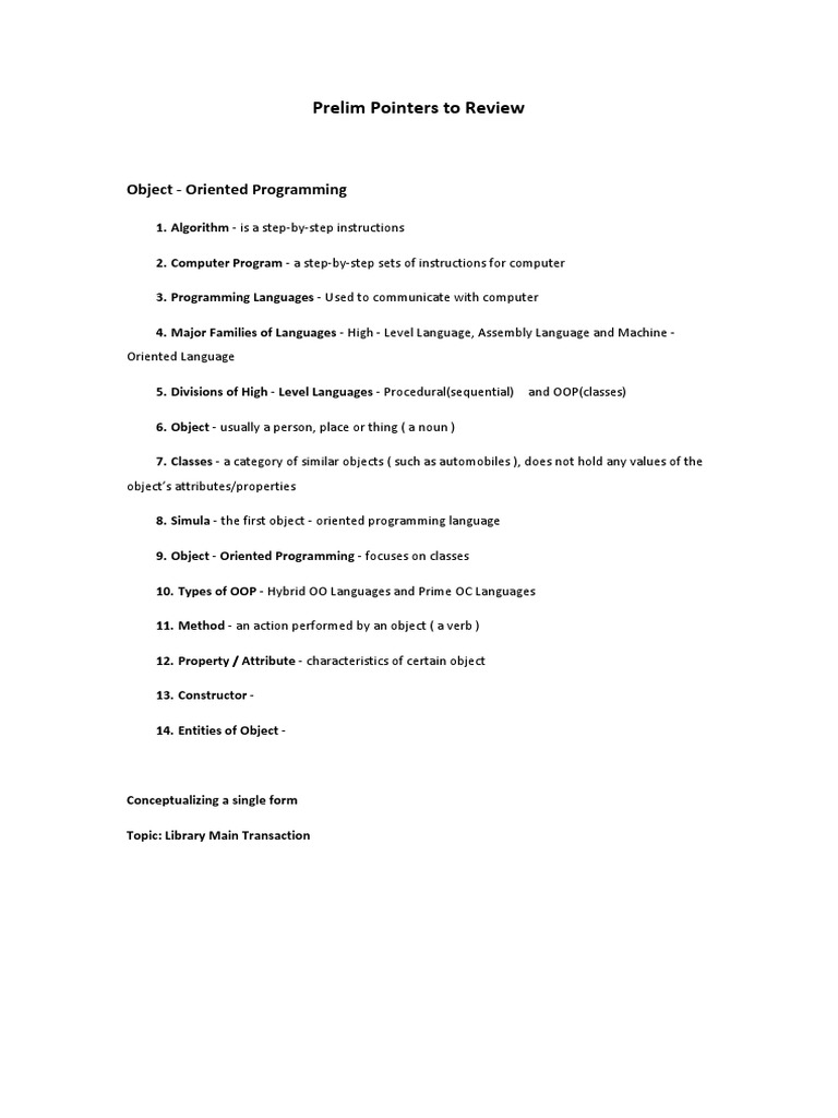 Prelim Pointers To Review | PDF
