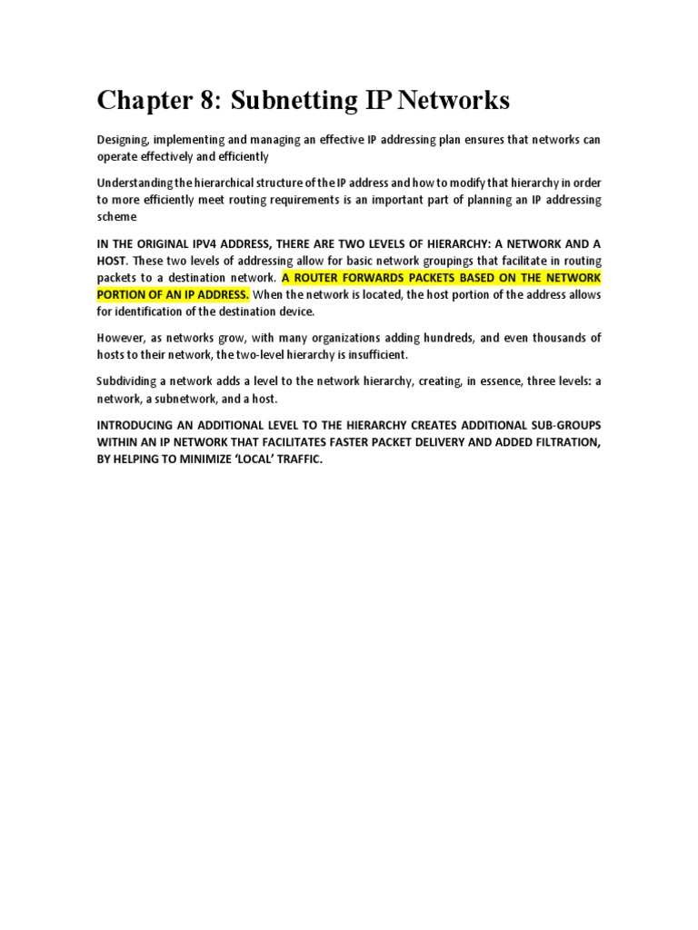 Capitulo 8 Subnetting IP Networks | PDF | Ip Address | Computer Network