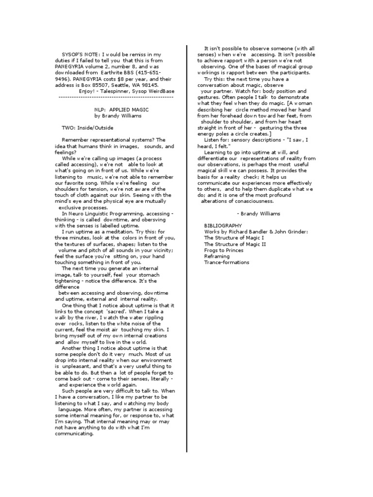 Richard Bandler 2 | PDF | Neuro Linguistic Programming | Neuroscience