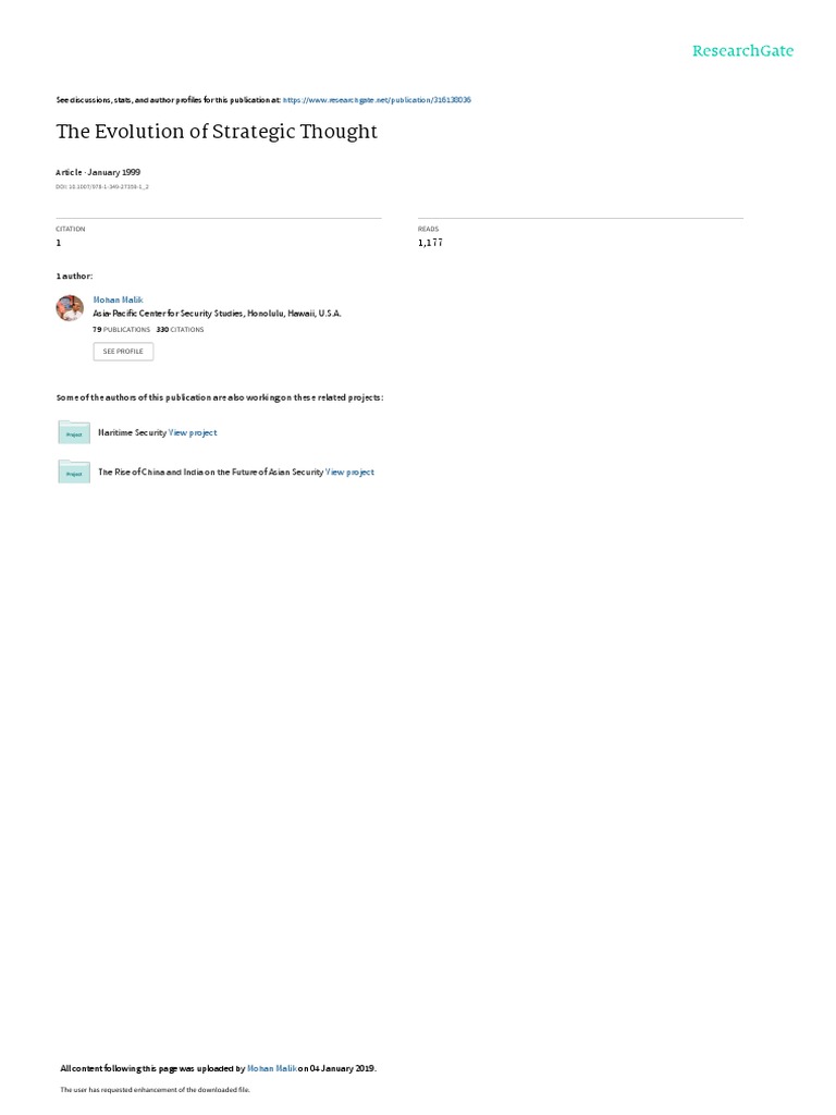 Tracing the Evolution of Strategic Thought Through an Analysis of Mohan ...