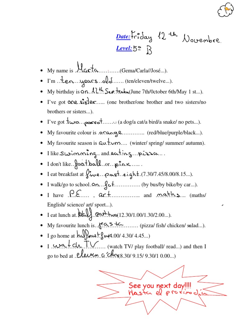 Personal Profile Template for Kids | PDF | Home & Garden