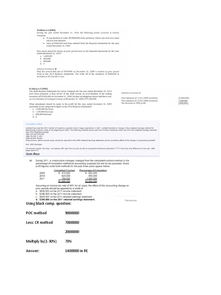 Using Black Comp. Question: POC Method 9000000 Less: CR Method 7000000 ...