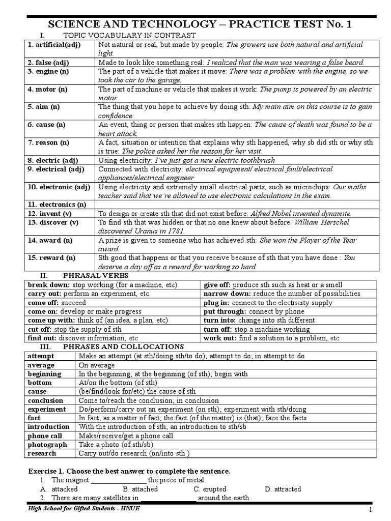 Science & Tech Practice Test 1 | PDF | History Of Science | Scientific ...