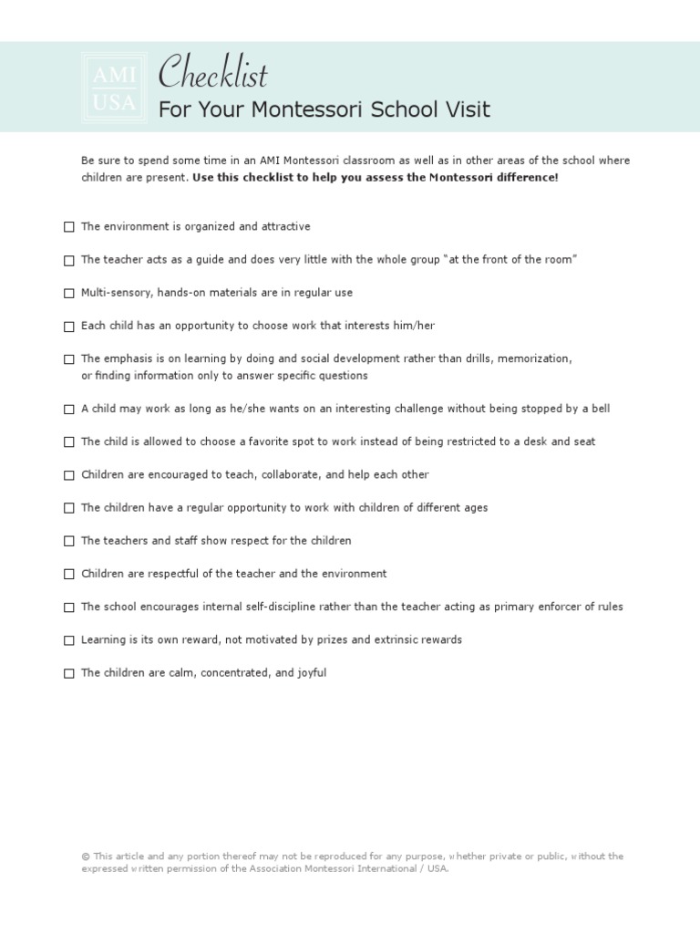 Ami Usa Classroom Checklist | PDF