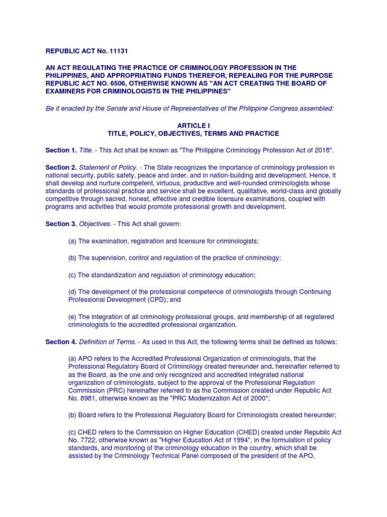 Ra 11131 | PDF | Licensure | Board Of Directors