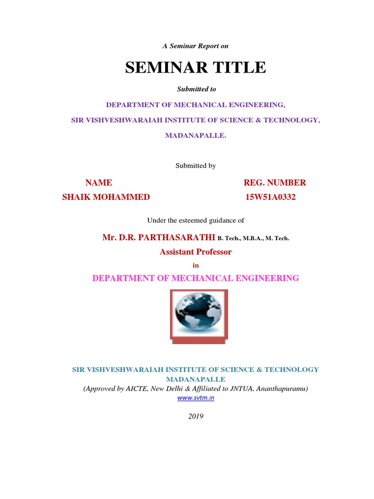 Seminar Title: Name Reg. Number Shaik Mohammed 15W51A0332 | PDF