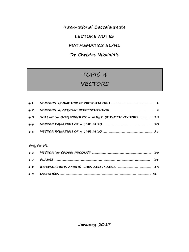 Topic 4. Vectors | PDF | Euclidean Vector | Line (Geometry)