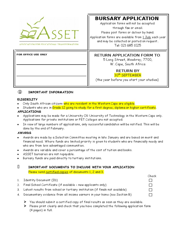 Bursary Application