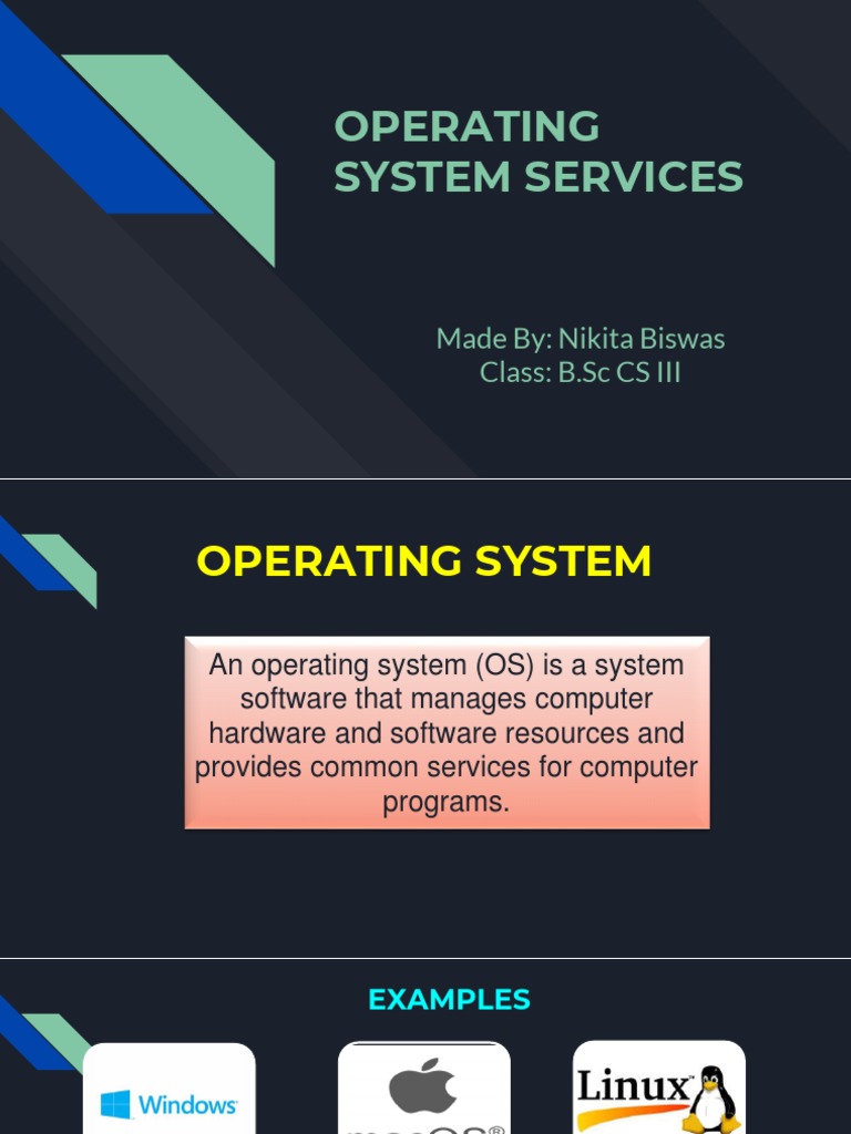 Operating System Services: Made By: Nikita Biswas Class: B.SC CS III ...